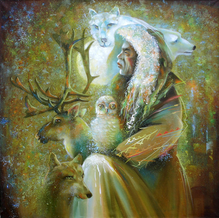 Artwork. Northern Shaman Is Surrounded By Animals. Author: Nikol ...